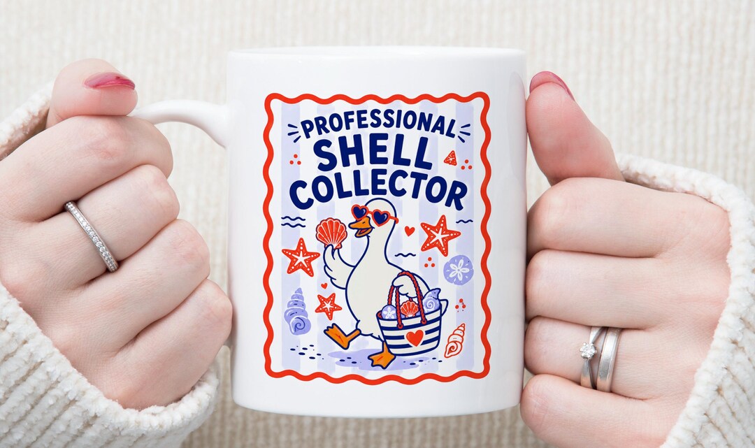 Professional Shell Collector Mug, Cute Duck Beach Lover Gift, Coastal ...