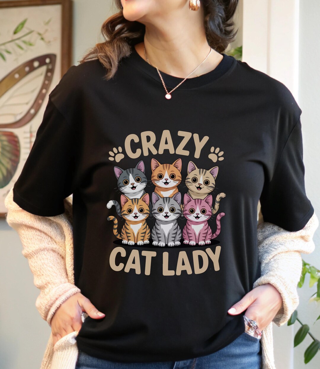 Crazy Cat Lady T-shirt, Cute Kitten Tee, Funny Cat Shirt, Crazy Cat ...