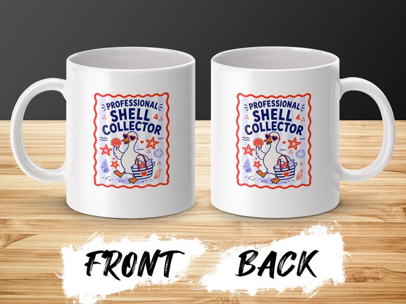 Professional Shell Collector Mug, Cute Duck Beach Lover Gift, Coastal ...