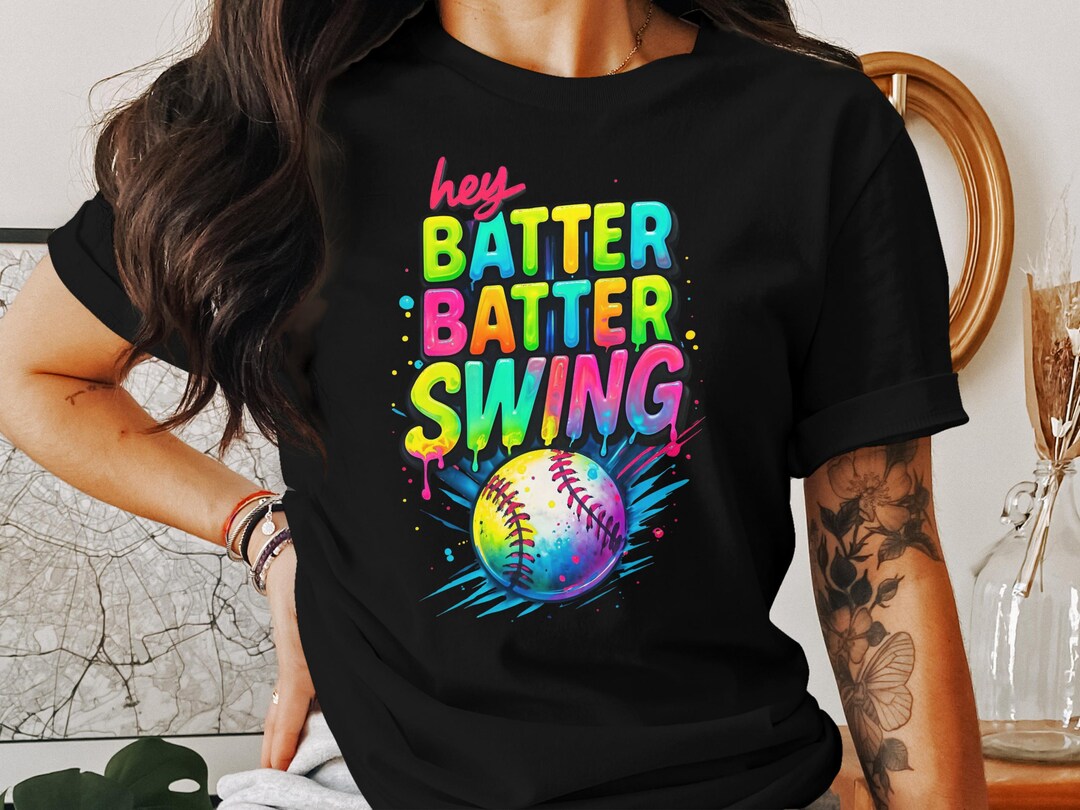 Hey Batter,batter,swing T-shirts,sweatshirts,hoodies, Colorful Baseball ...