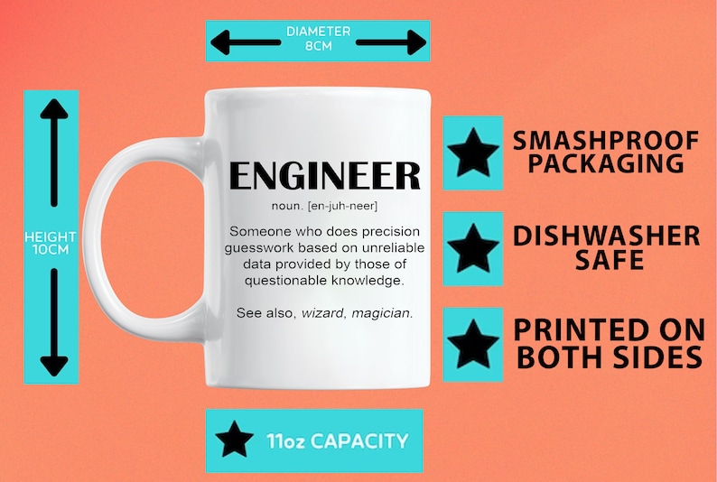 The Definition of an Engineer - Mug, Coaster or Set - Great for an ...