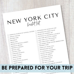 New York City, New York List Printable | Travel Bucket List | Travel ...