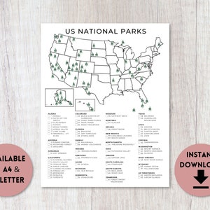 US National Parks Checklist Printable | 63 National Parks Poster ...