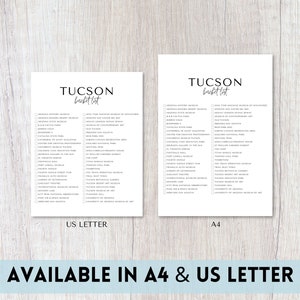 Tucson, Arizona Bucket List Printable | Travel Bucket List | Travel ...
