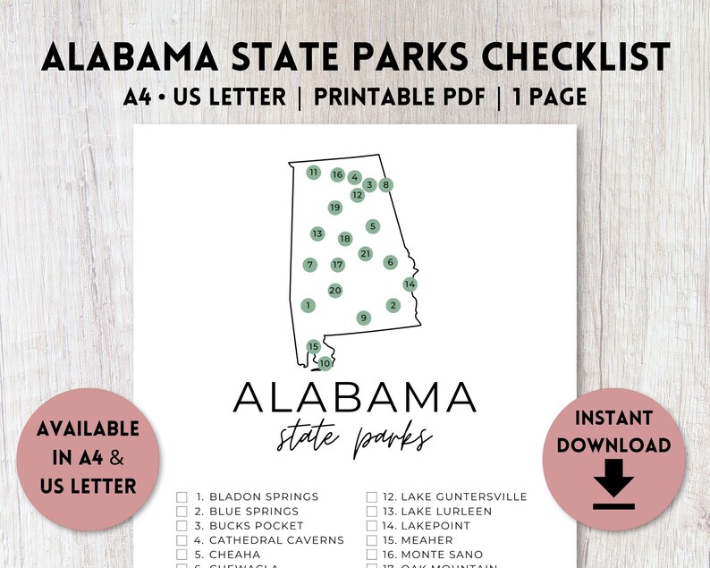Alabama State Park Map Printable | State Park Checklist | State Parks ...