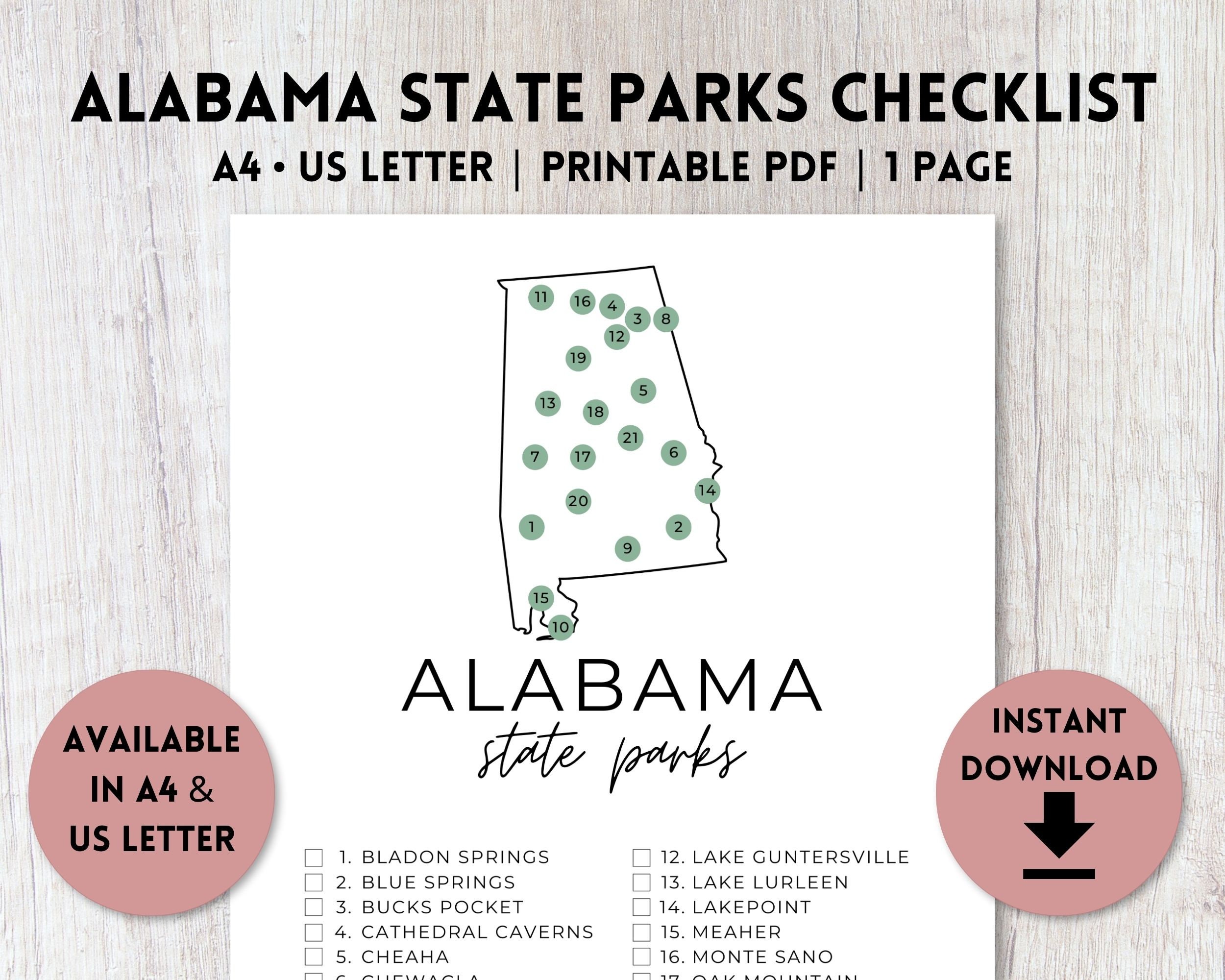 Alabama State Park Map Printable | State Park Checklist | State Parks ...