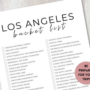 Los Angeles California Bucket List Printable Travel Bucket | Etsy