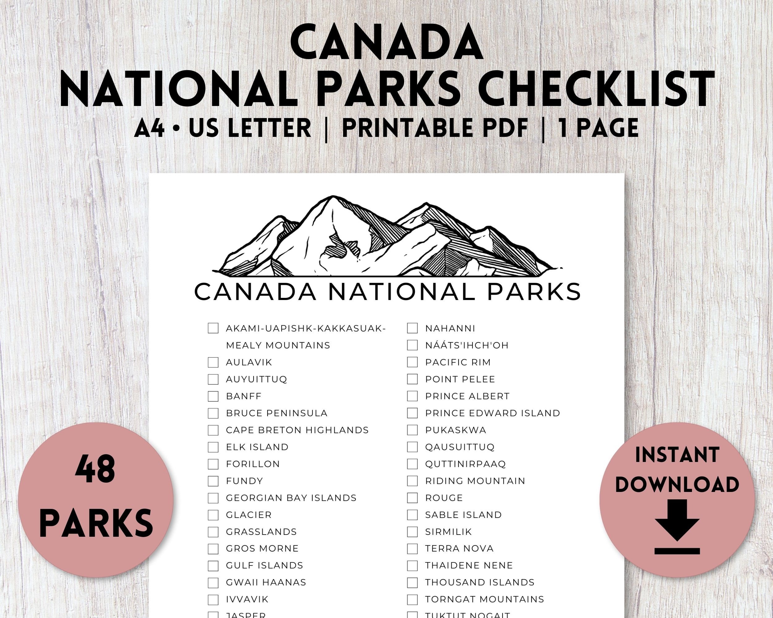 Canada National Park Checklist Printable Canada National - Etsy