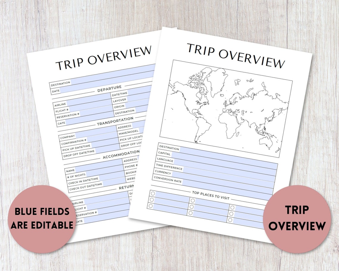Editable Travel Planner Printable Vacation Itinerary | Etsy