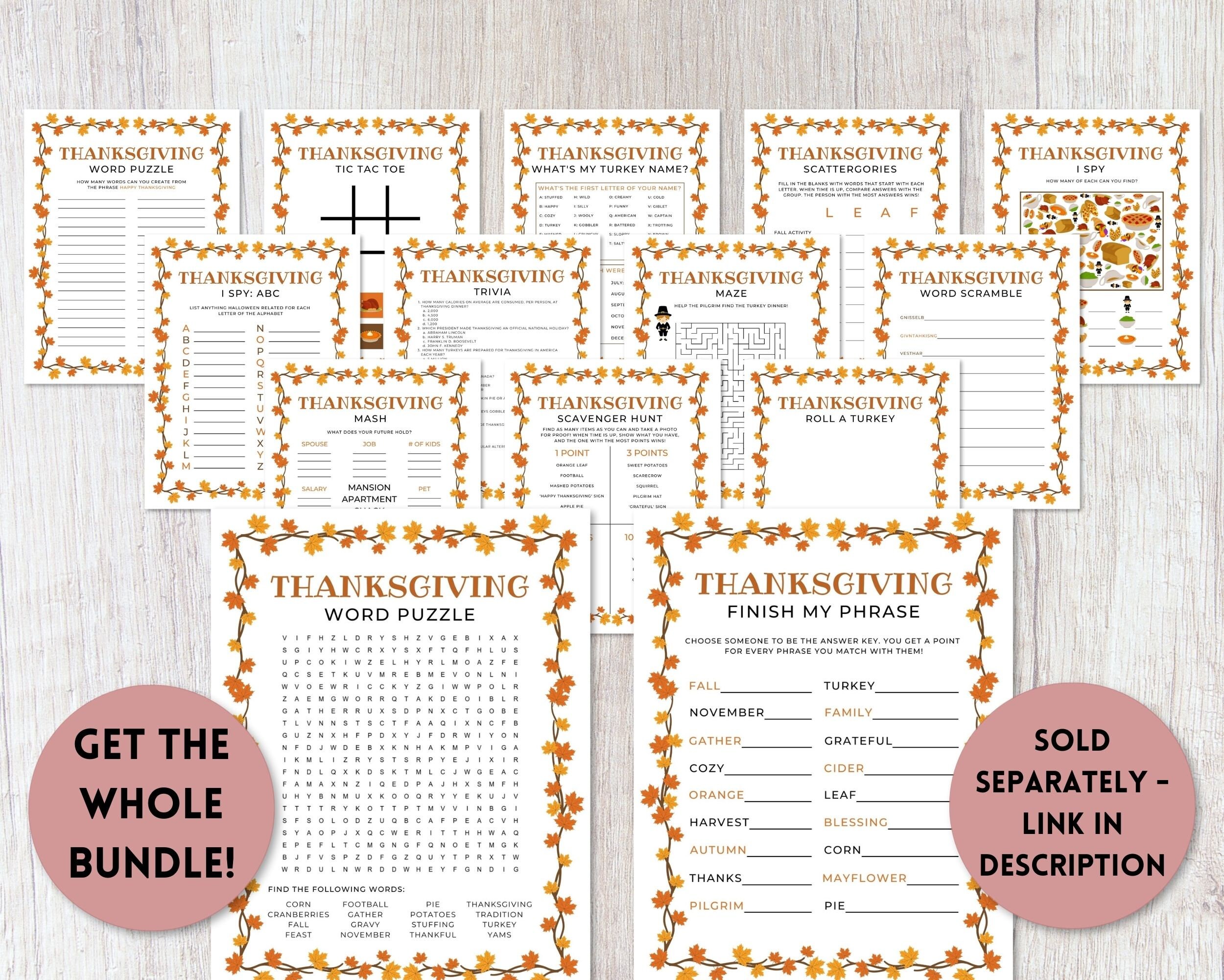 Thanksgiving I Spy Printable Thanksgiving Game for Kids - Etsy