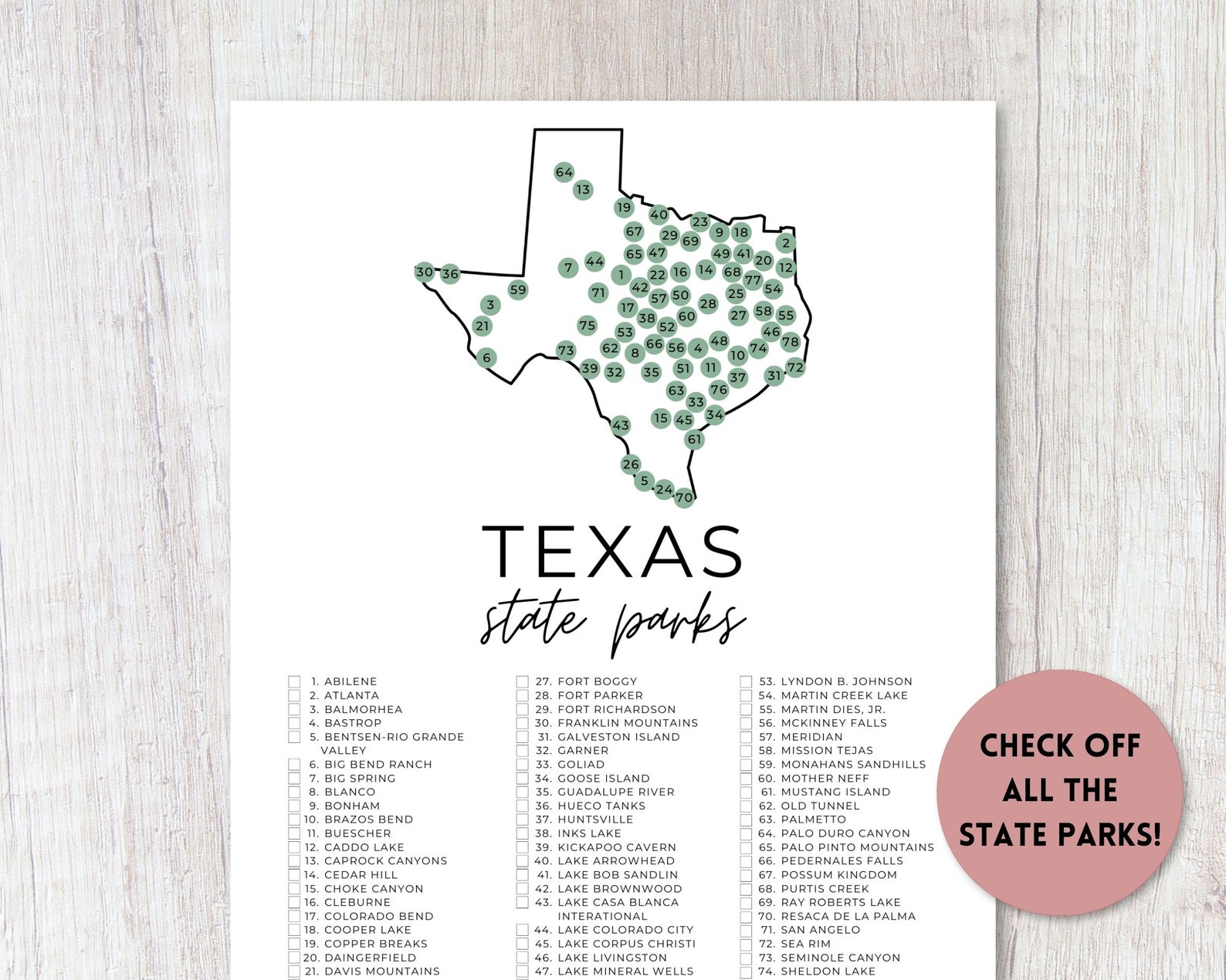 Texas State Park Map Printable | State Park Checklist | State Parks ...