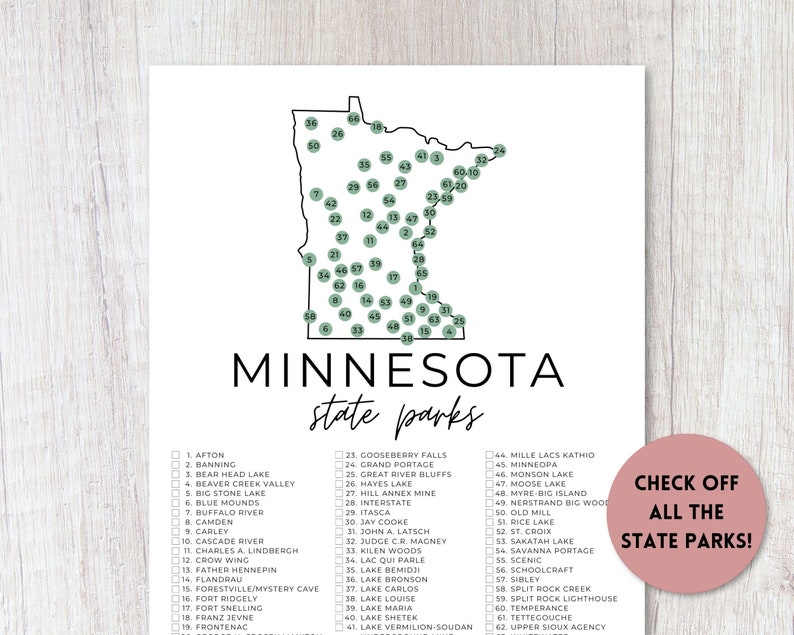 Minnesota State Park Map Printable | State Park Checklist | State Parks ...