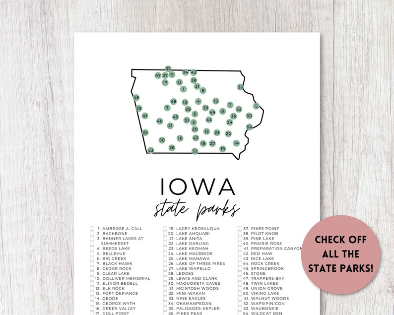 Iowa State Park Map Printable | State Park Checklist | State Parks ...