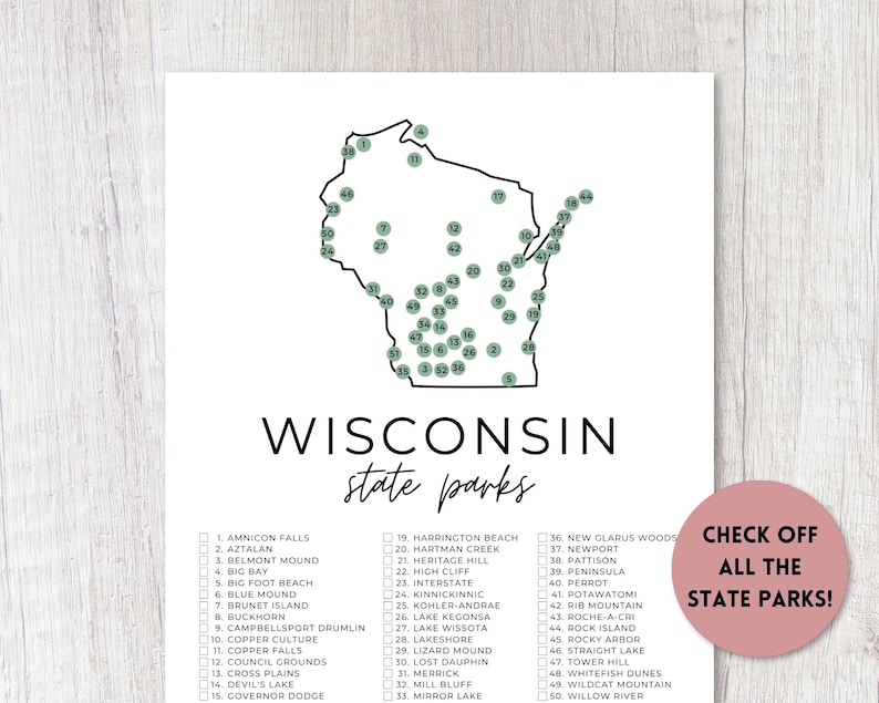 Wisconsin State Park Map Printable | State Park Checklist | State Parks ...