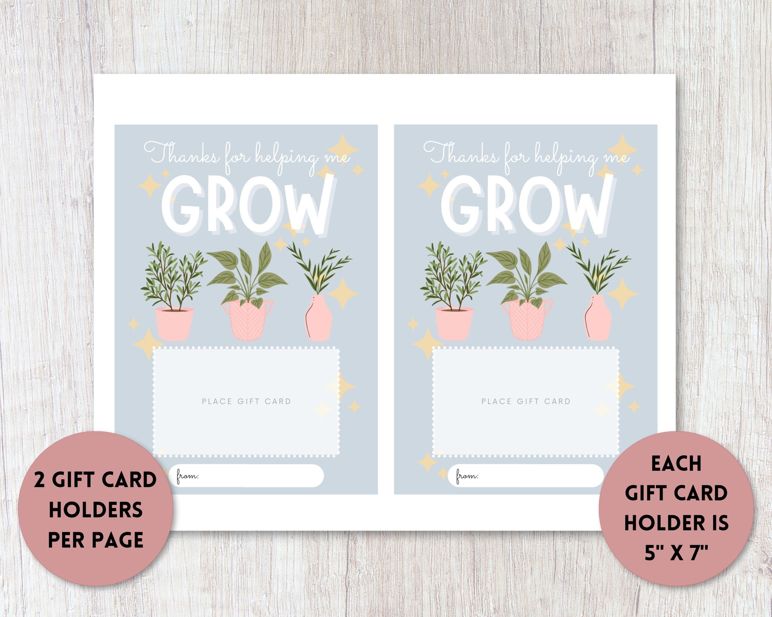 Gift Card Holder Printable | Plant Gift Tags | Grow Gift | Daycare ...