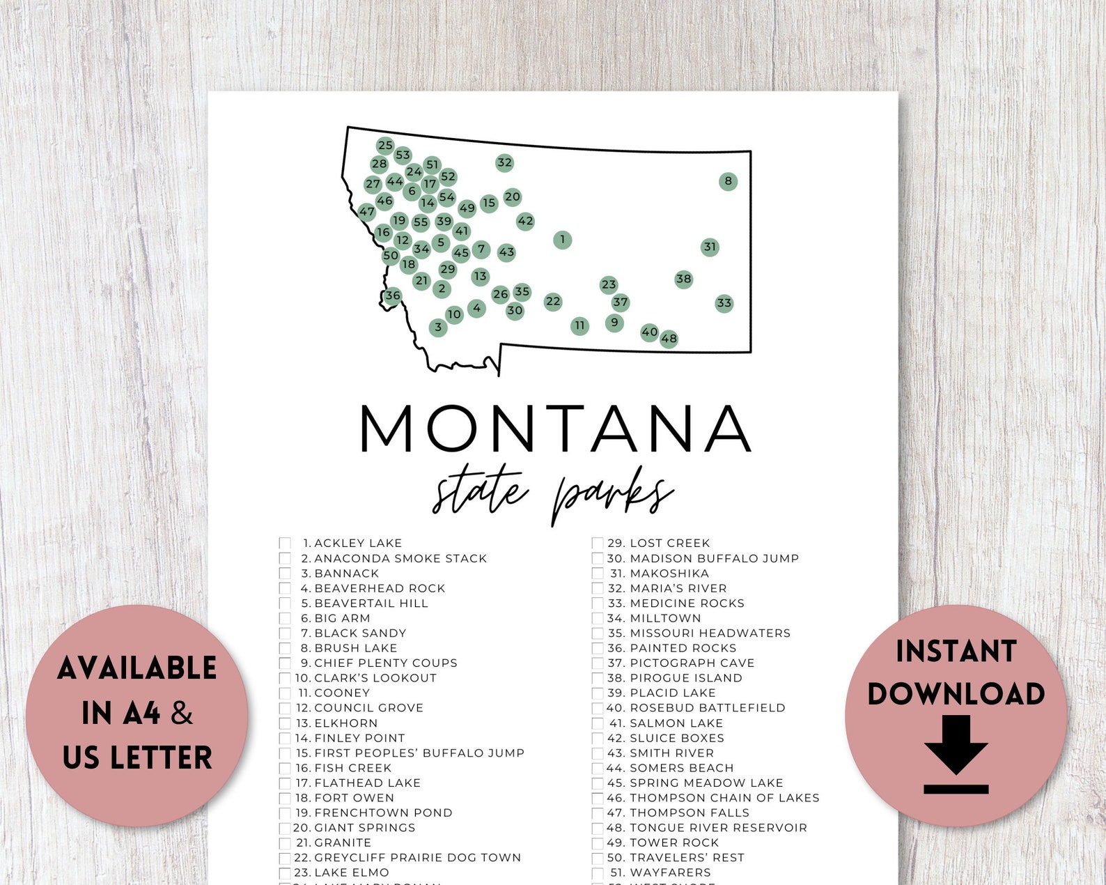 Montana State Park Map Printable | State Park Checklist | State Parks ...