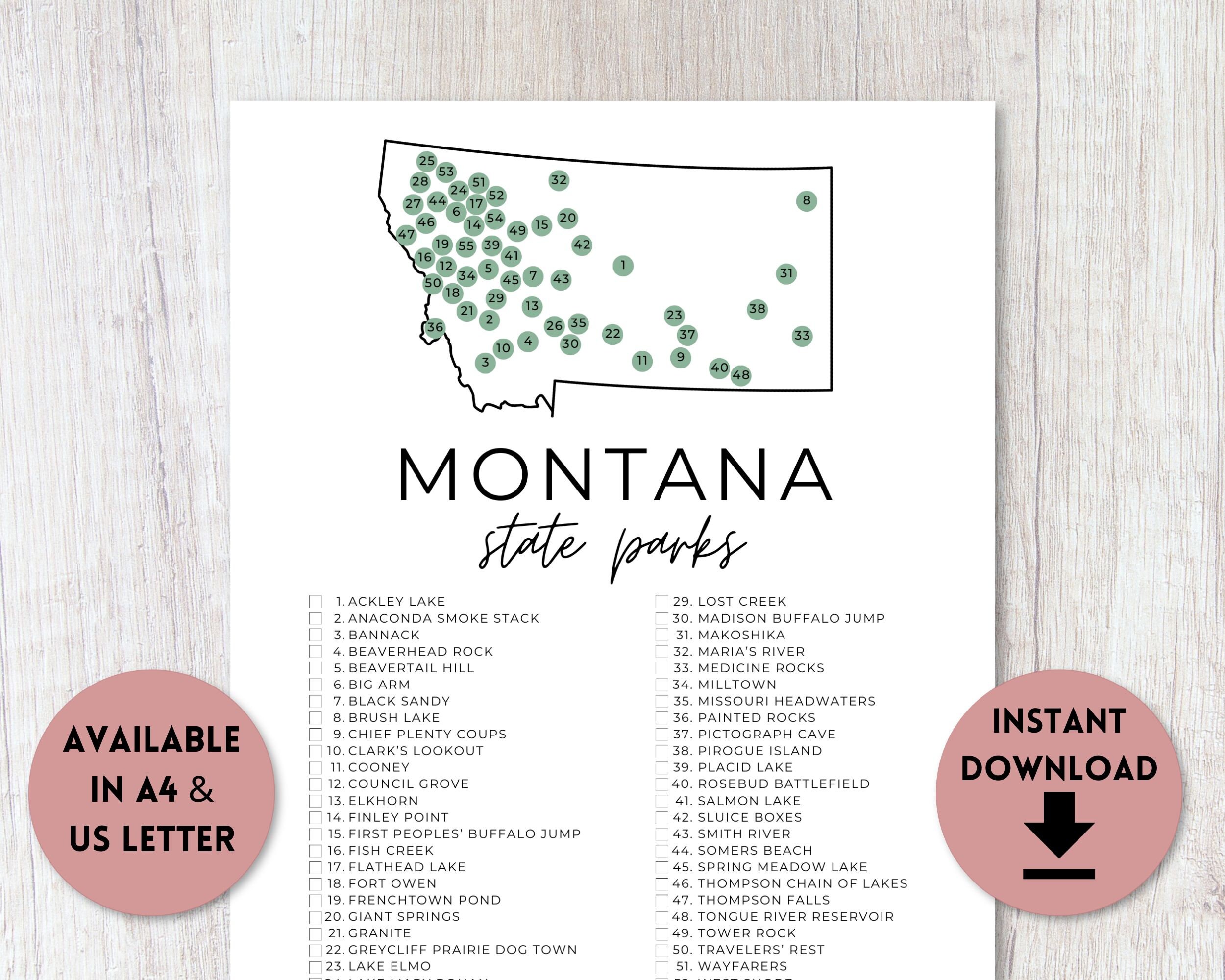 Montana State Park Map Printable | State Park Checklist | State Parks ...