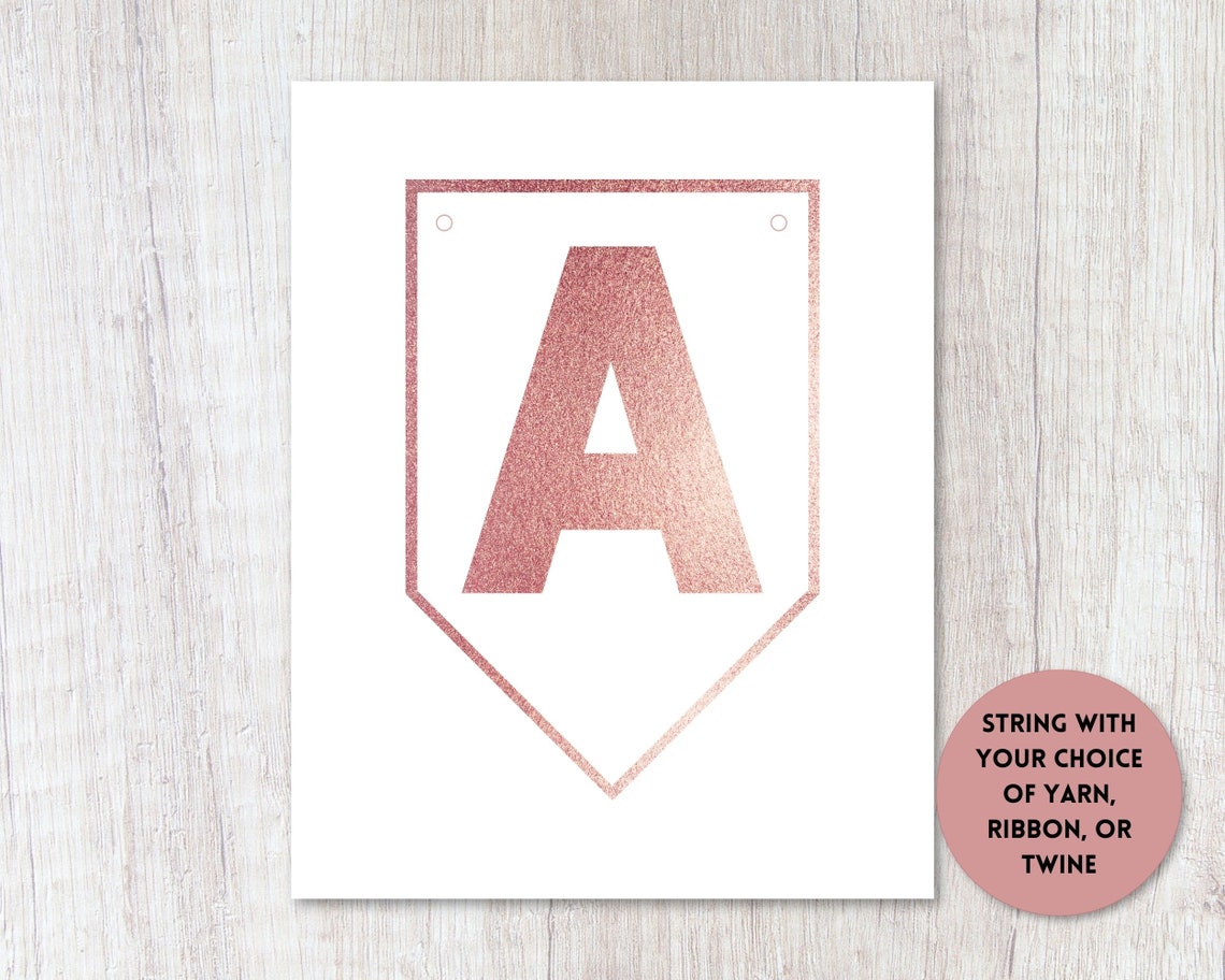Rose Gold Banner Printable Alphabet Letter Banner - Etsy Canada
