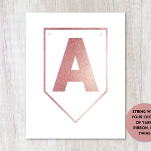 Rose Gold Banner Printable | Alphabet Letter Banner Decorations | Party ...