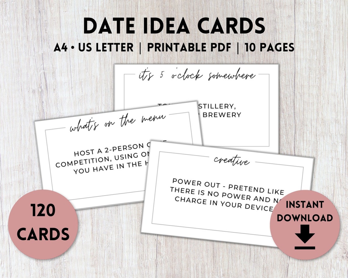 120 Date Idea Cards Printable Date Night Cards Valentines | Etsy