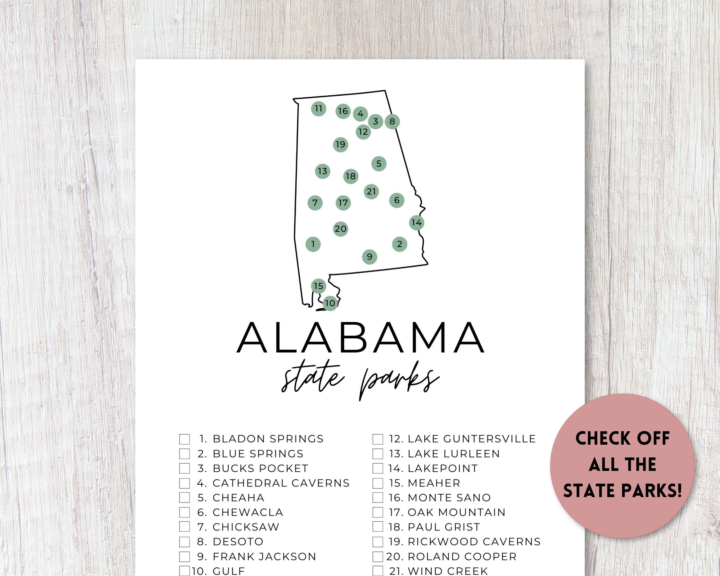 Alabama State Park Map Printable | State Park Checklist | State Parks ...
