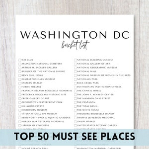 Washington DC Bucket List Printable | Travel Bucket List | Travel ...