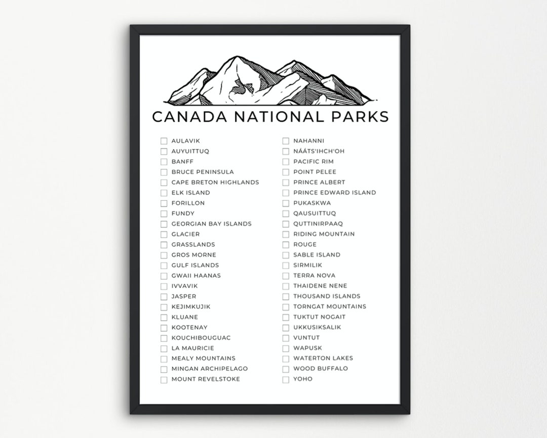 Canada National Park Checklist Printable | Canada National Parks ...