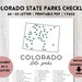 Colorado State Park Map Printable State Park Checklist - Etsy