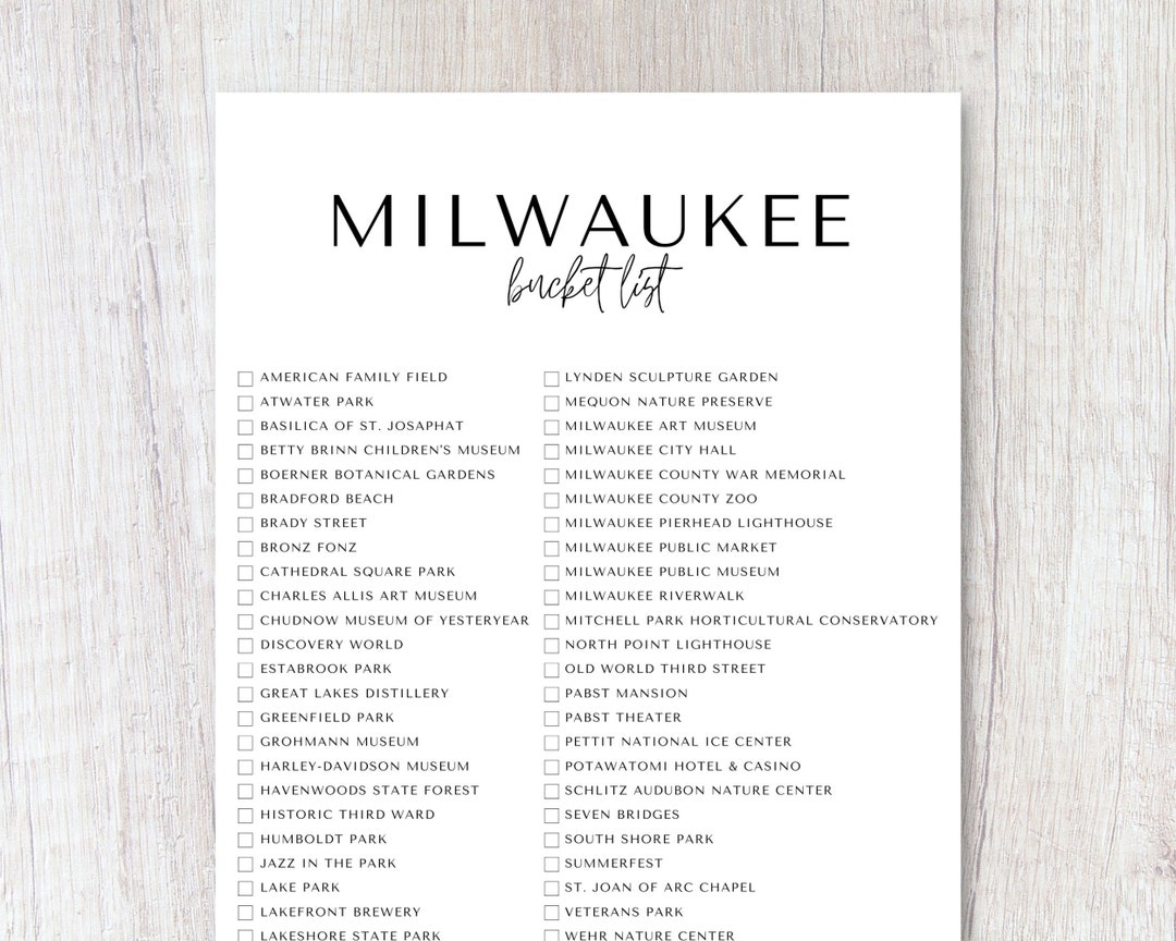 Milwaukee, Wisconsin Bucket List Printable | Travel Bucket List ...