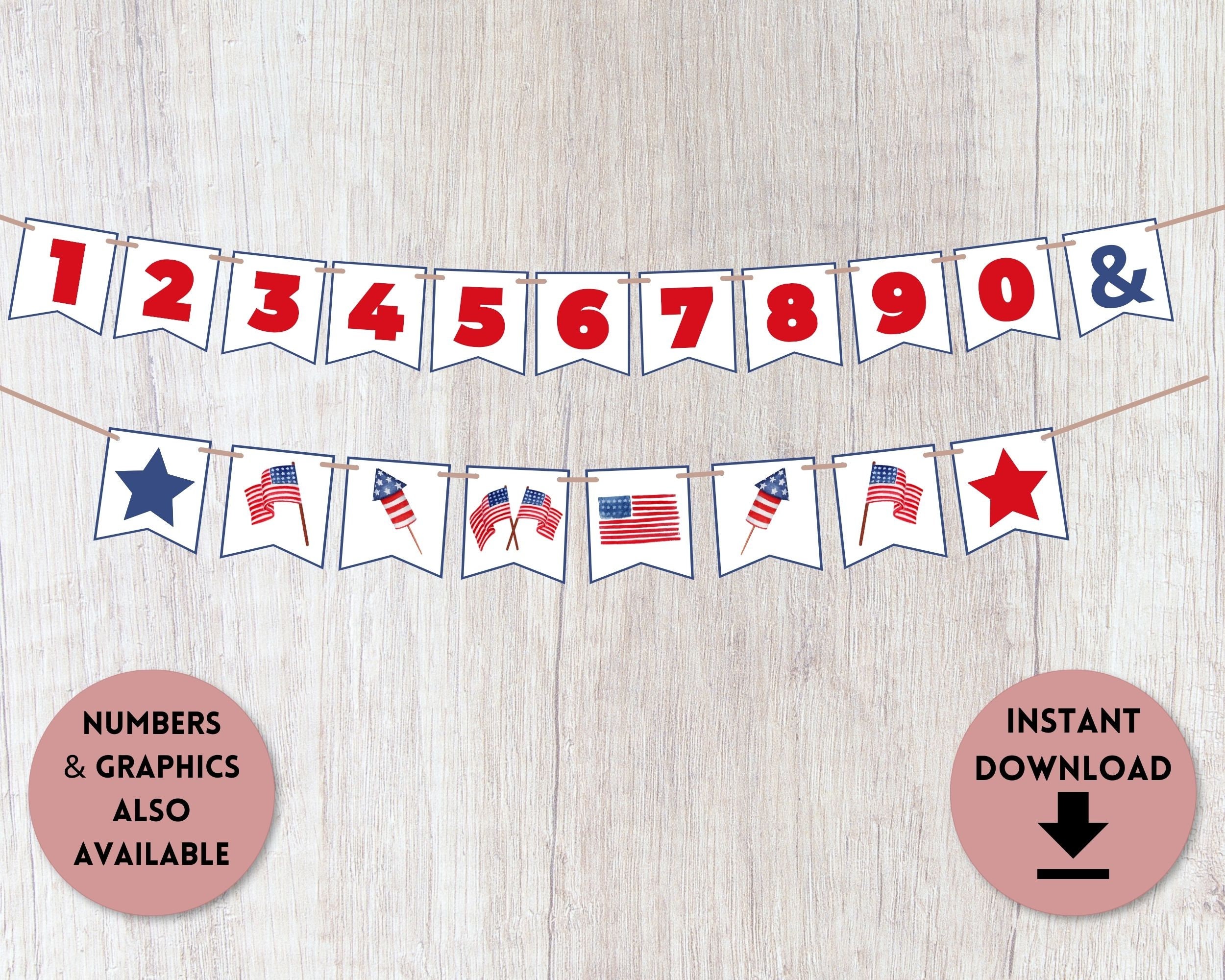 4th of July Banner Printable Independence Day Party | Etsy