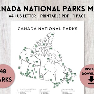 Canada National Park Checklist Printable Canada National - Etsy
