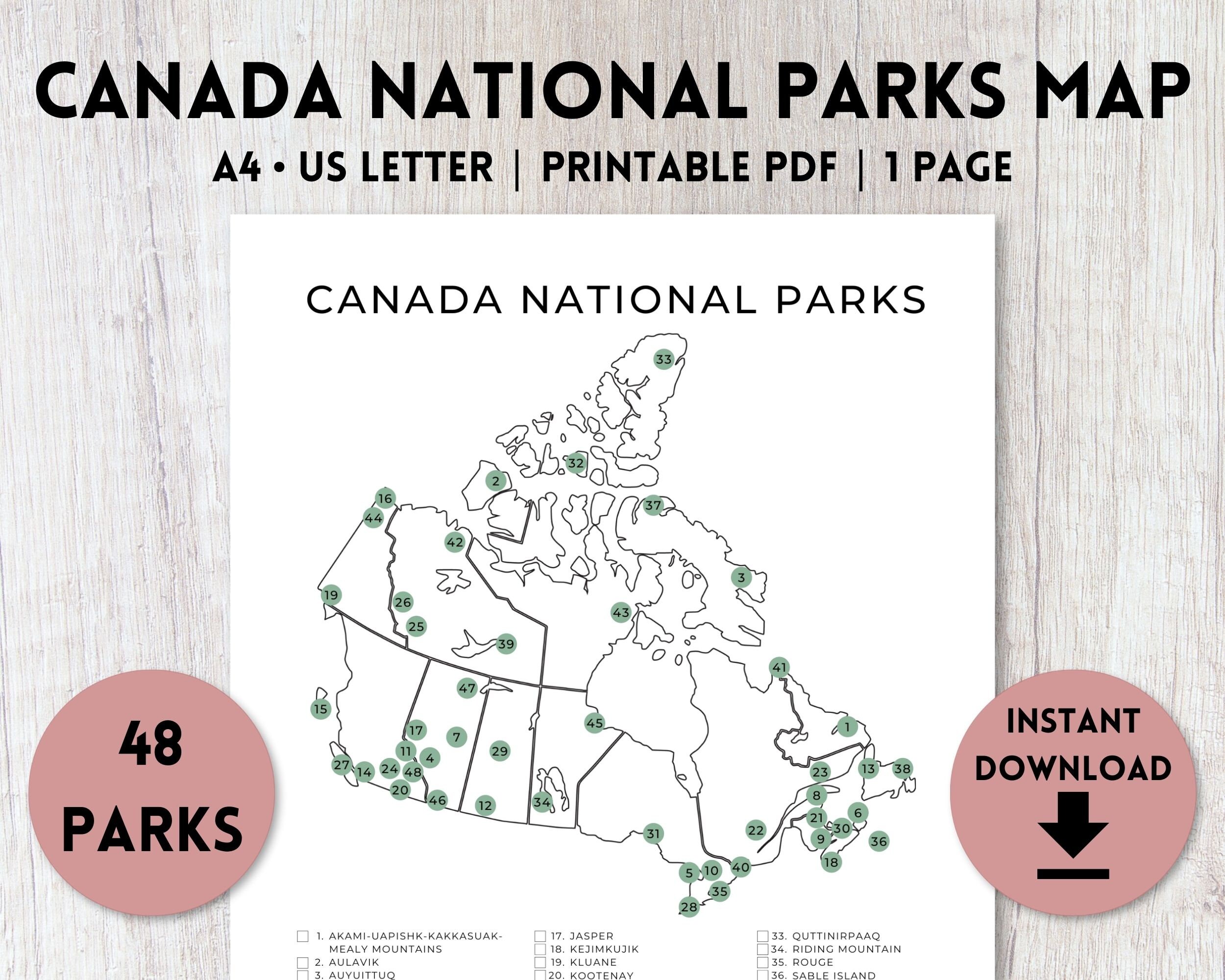 Canada National Park Checklist Printable Canada National - Etsy