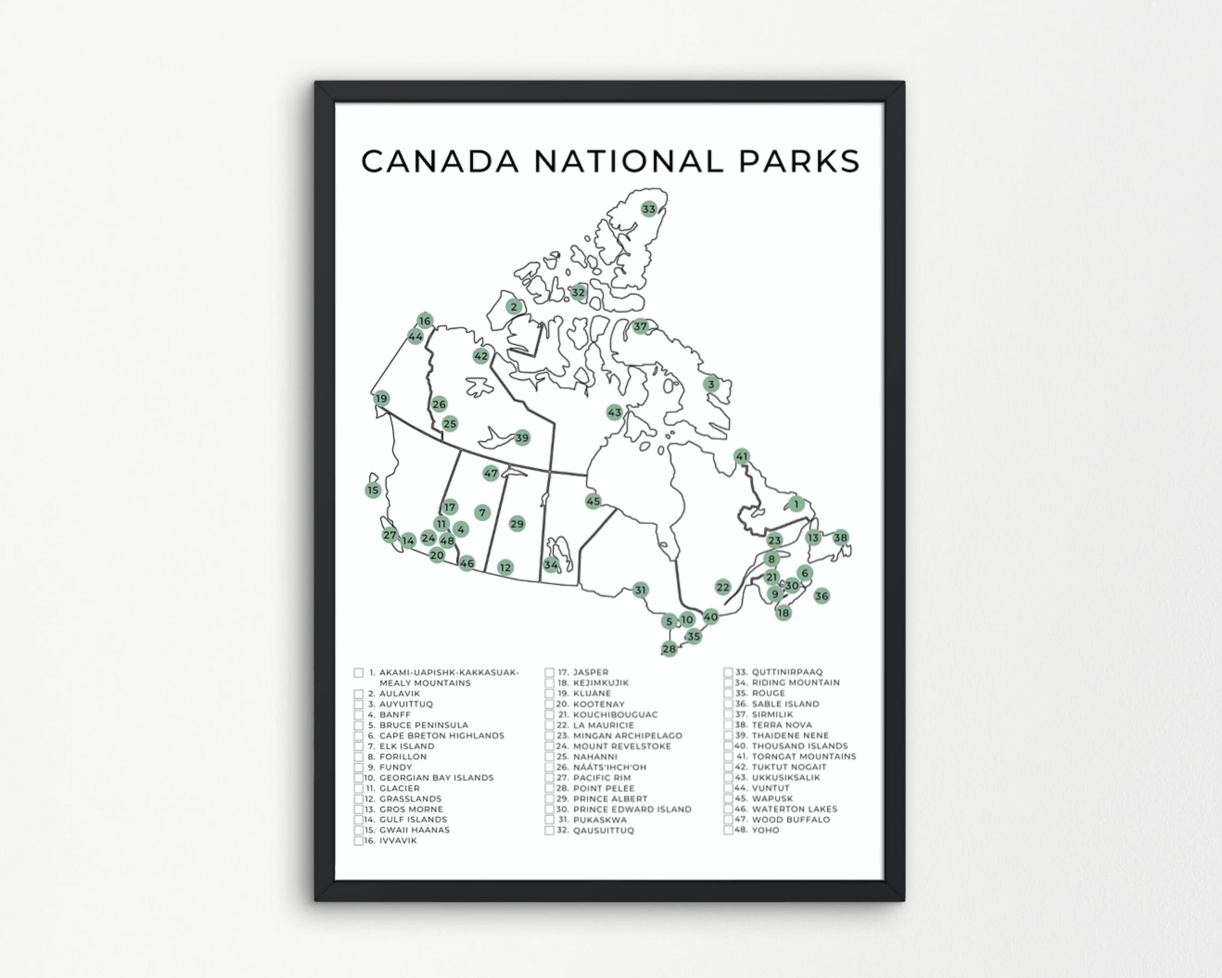 Canada National Park Checklist Printable Canada National - Etsy