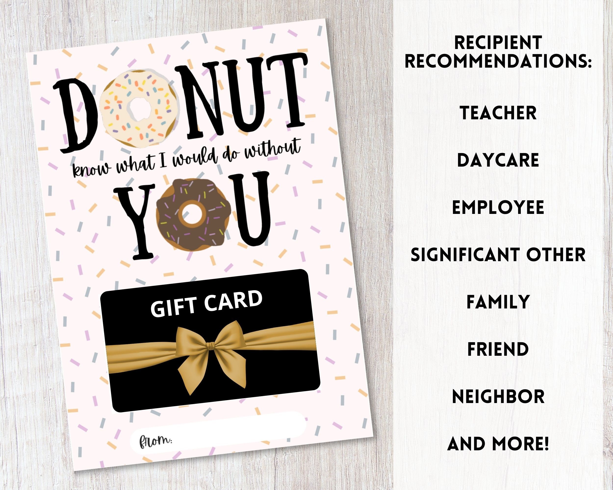 Donut Gift Card Holder Printable Donut Gift Tag Doughnut Gift Daycare ...