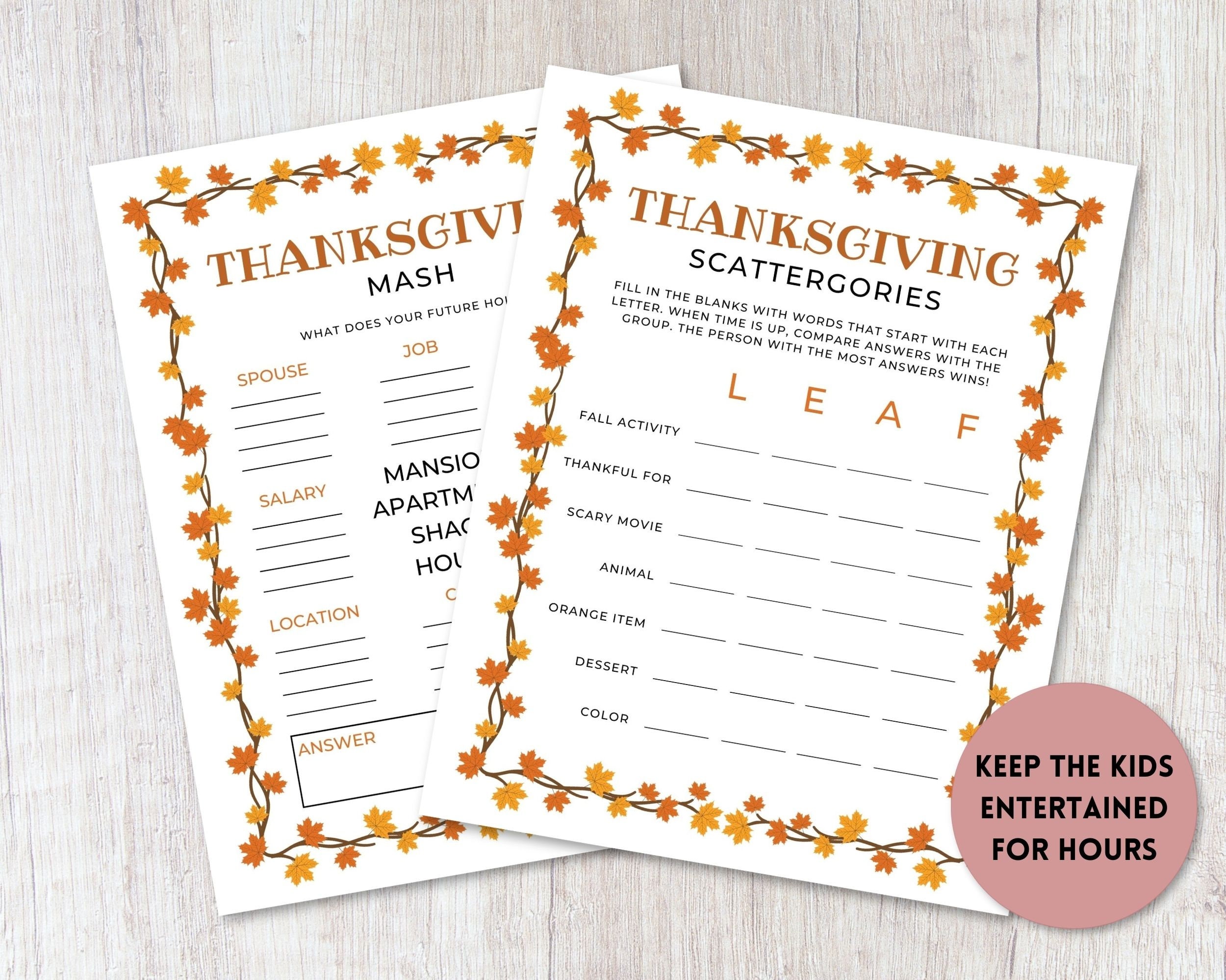14 Thanksgiving Games for Kids Printable Fall Party Games Classroom ...