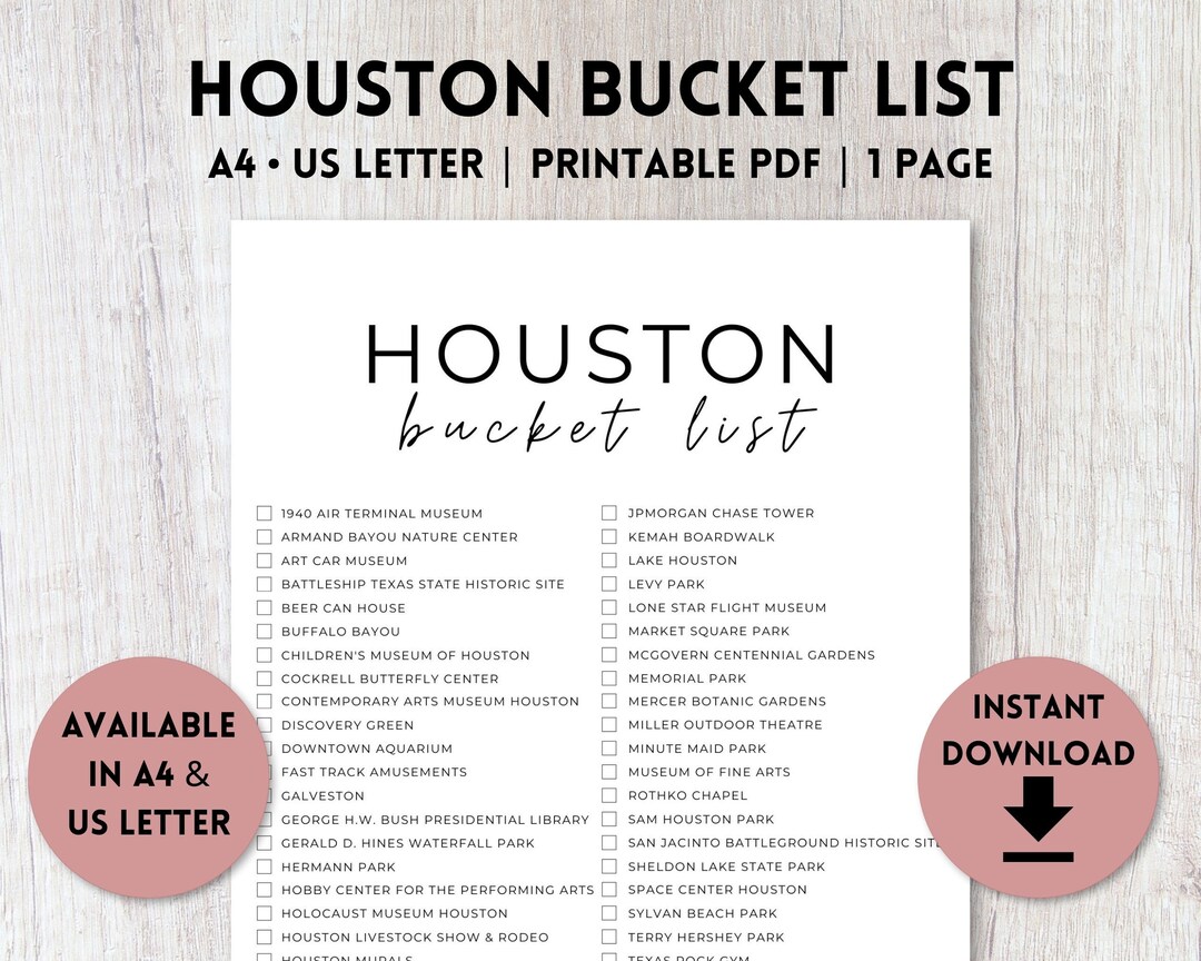 Houston, Texas Bucket List Printable | Travel Bucket List | Travel ...