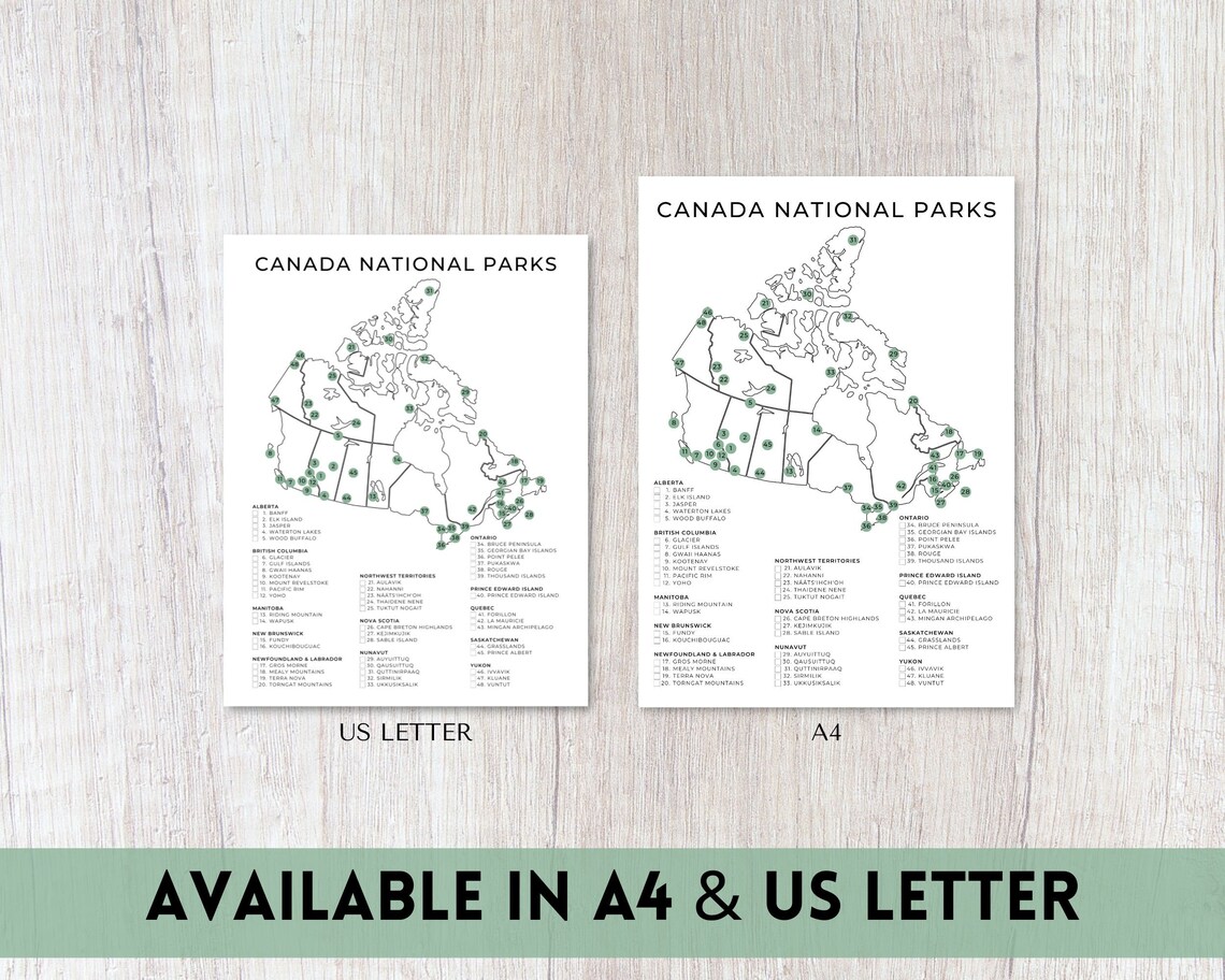 Canada National Park Checklist Printable Canada National Parks National ...
