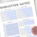Editable Babysitter Notes Printable Babysitter Information Sheet ...