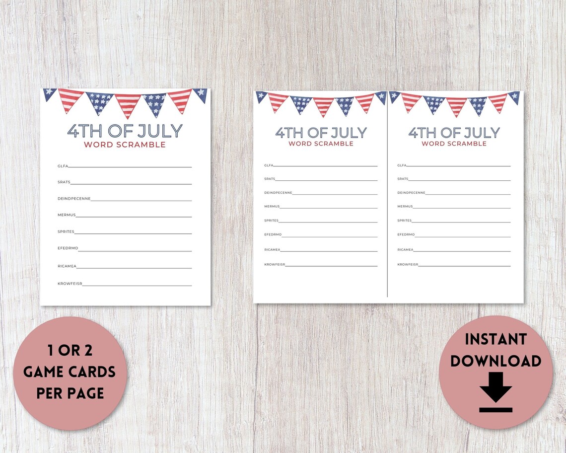 4th of July Adult Games Bundle Printable | Independence Day Games ...