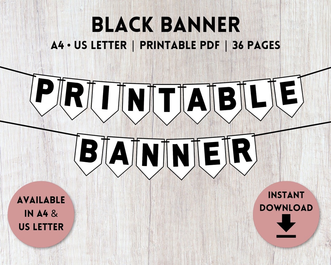 Black Letter Banner Printable | Alphabet Banner Decorations | Party ...