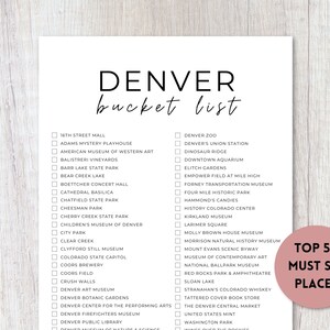 Denver, Colorado Bucket List Printable | Travel Bucket List | Travel ...
