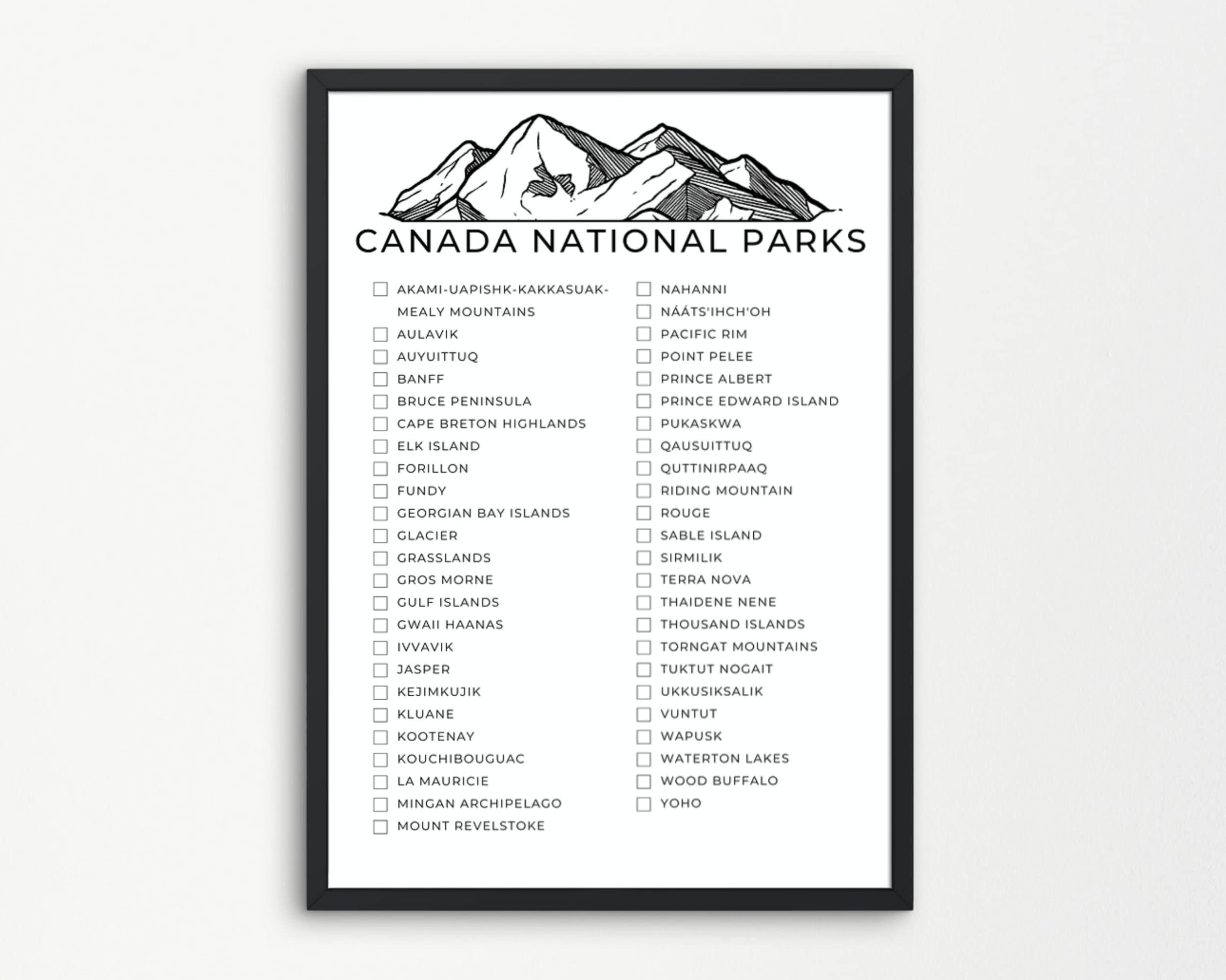 Canada National Park Checklist Printable Canada National - Etsy