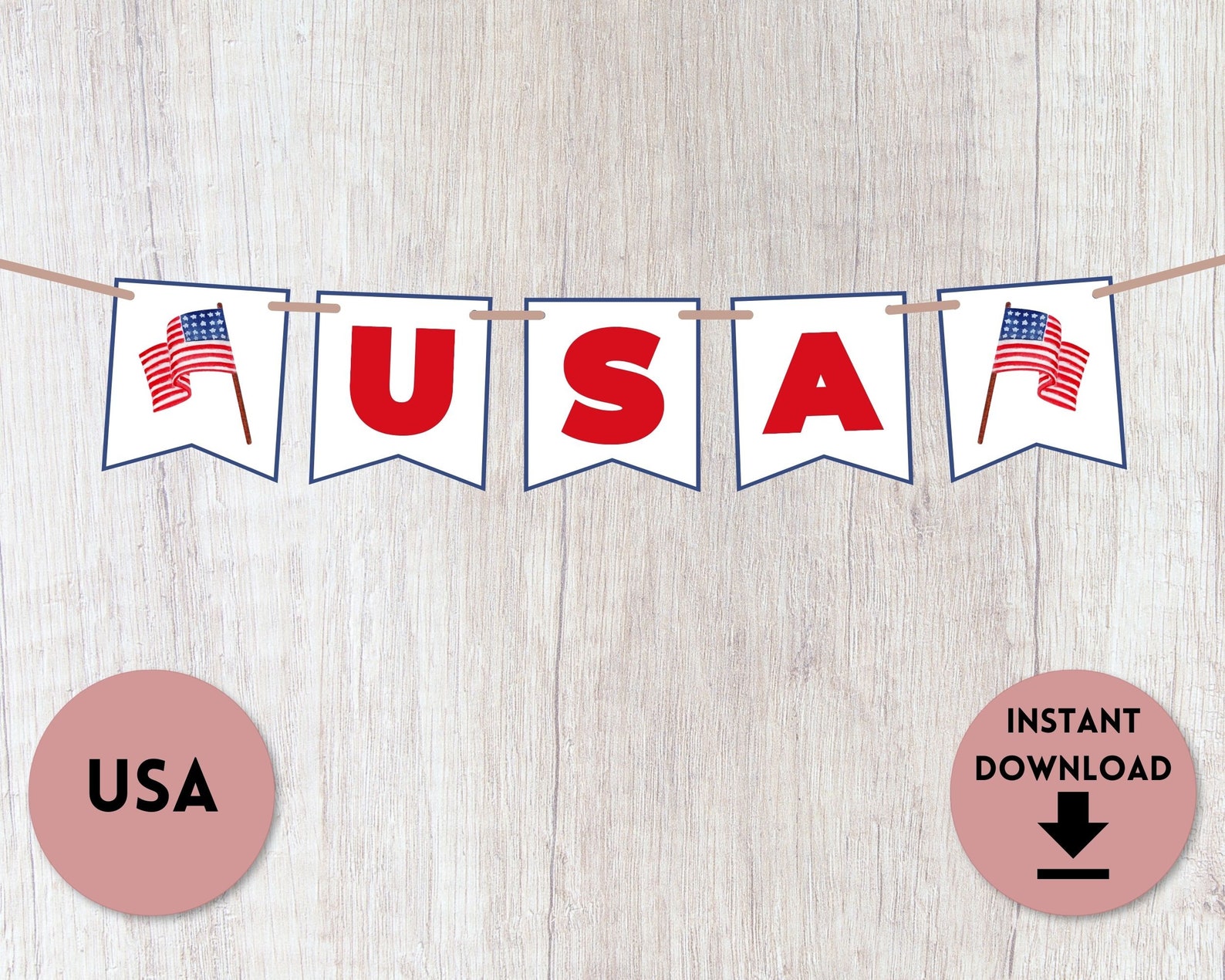 4th of July Banner Printable Independence Day Party | Etsy