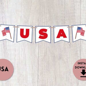 4th of July Banner Printable | Independence Day Party Decorations | Red ...