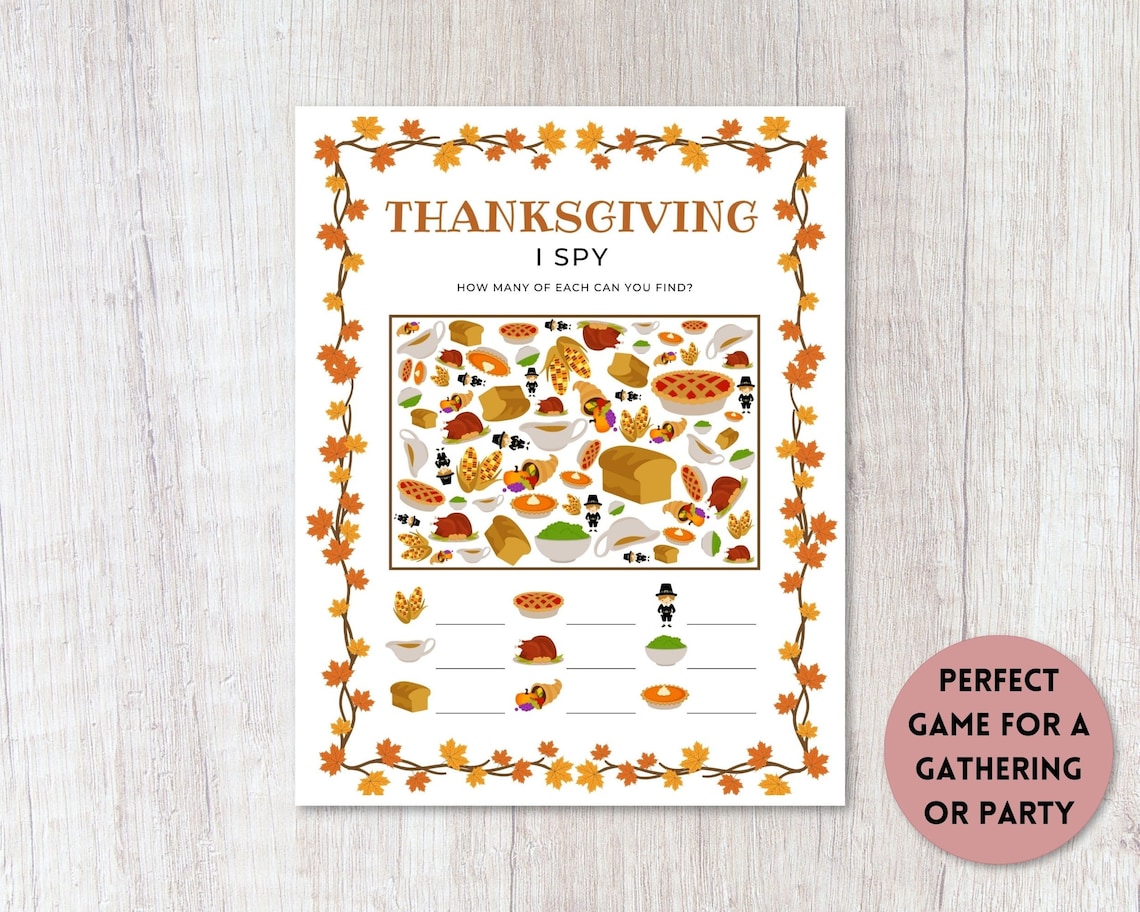 Thanksgiving I Spy Printable Thanksgiving Game for Kids - Etsy