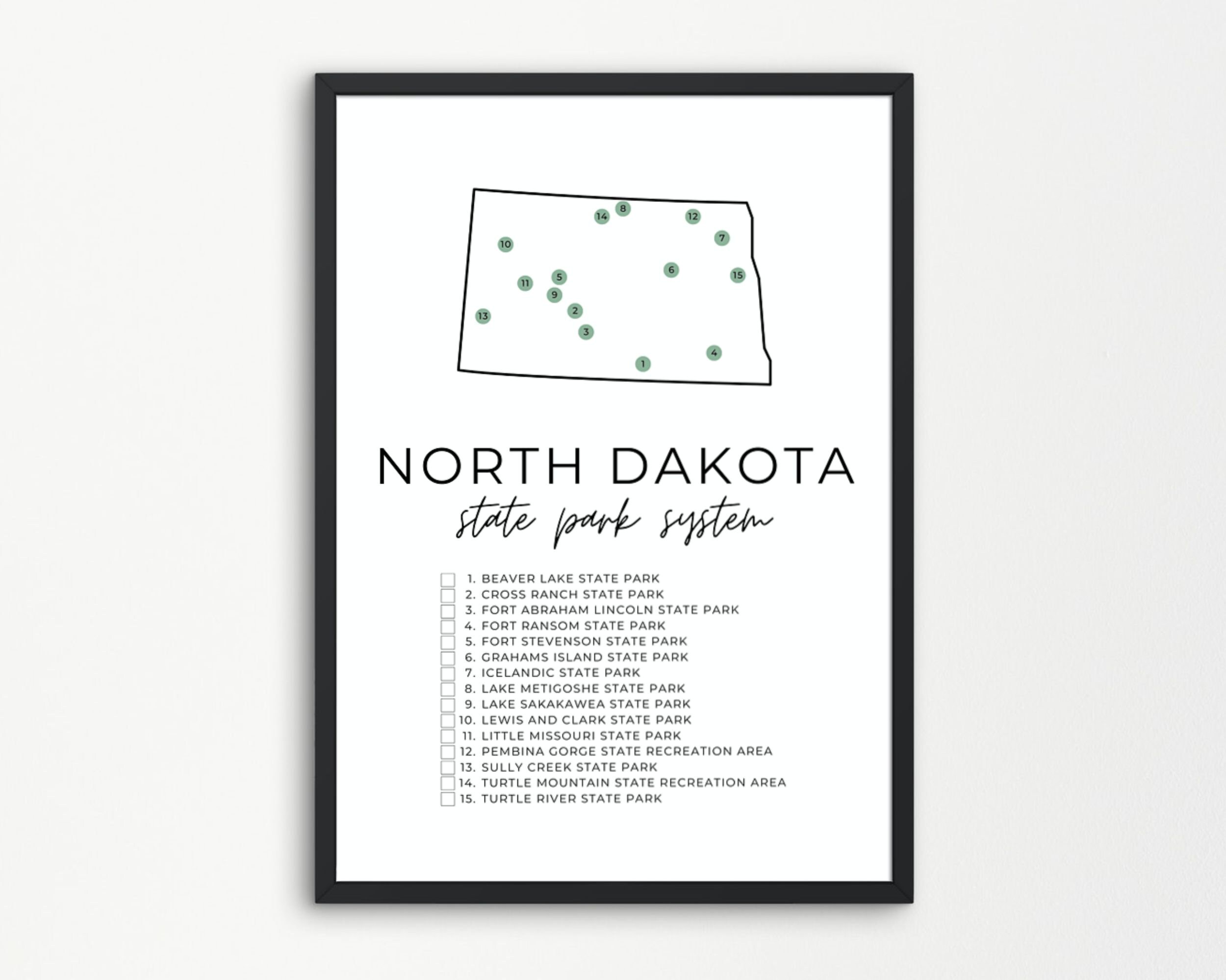 North Dakota State Park Map Printable | State Park Checklist | State ...