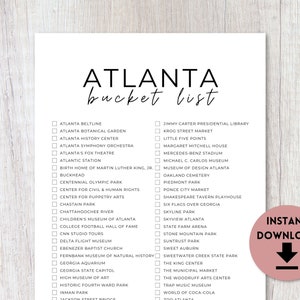 Atlanta, Georgia Bucket List Printable | Travel Bucket List | Travel ...