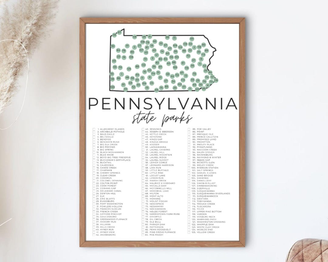 Pennsylvania State Park Map Printable | State Park Checklist | State ...
