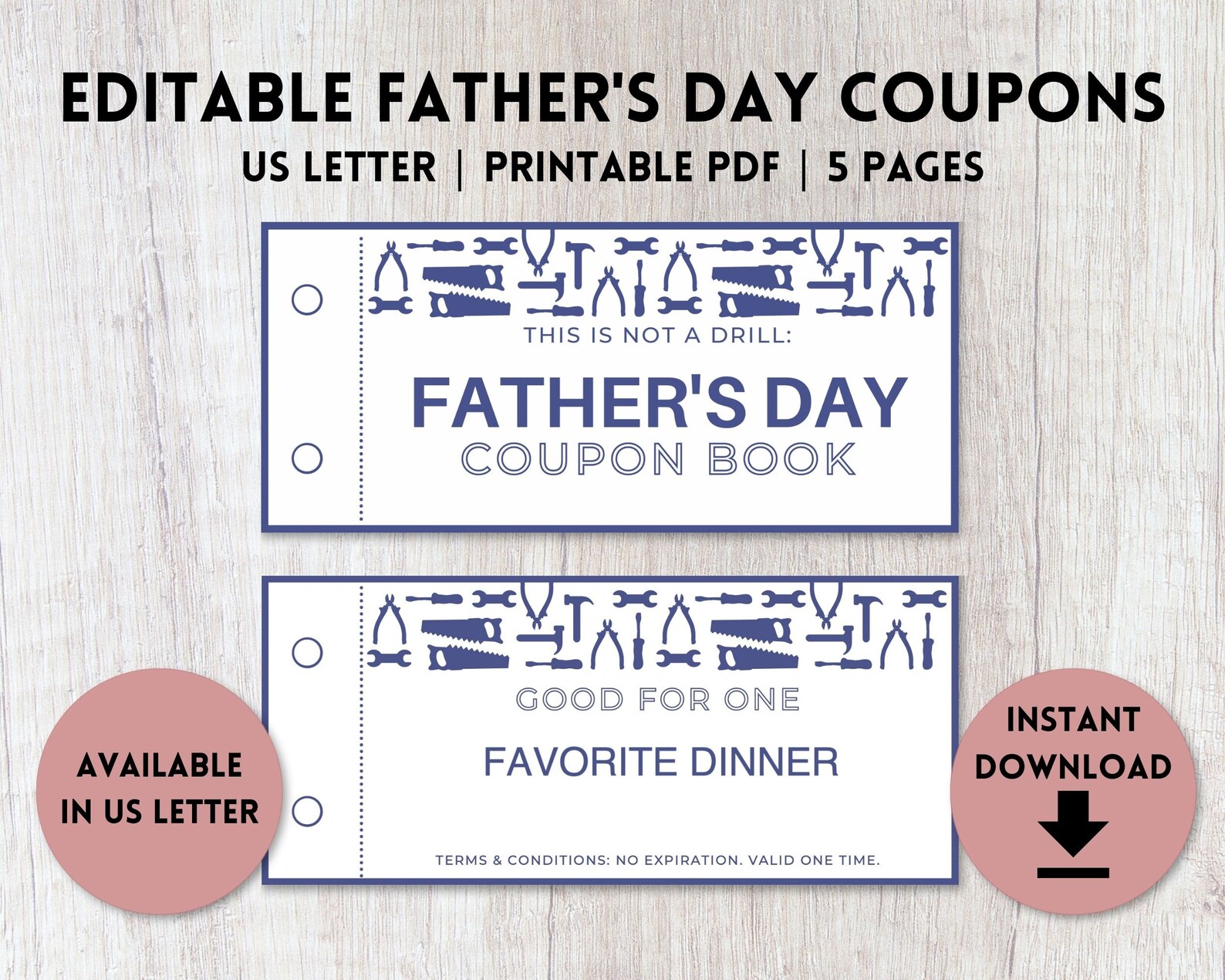 Editable Father's Day Coupon Book Printable | Father's Day Gift ...