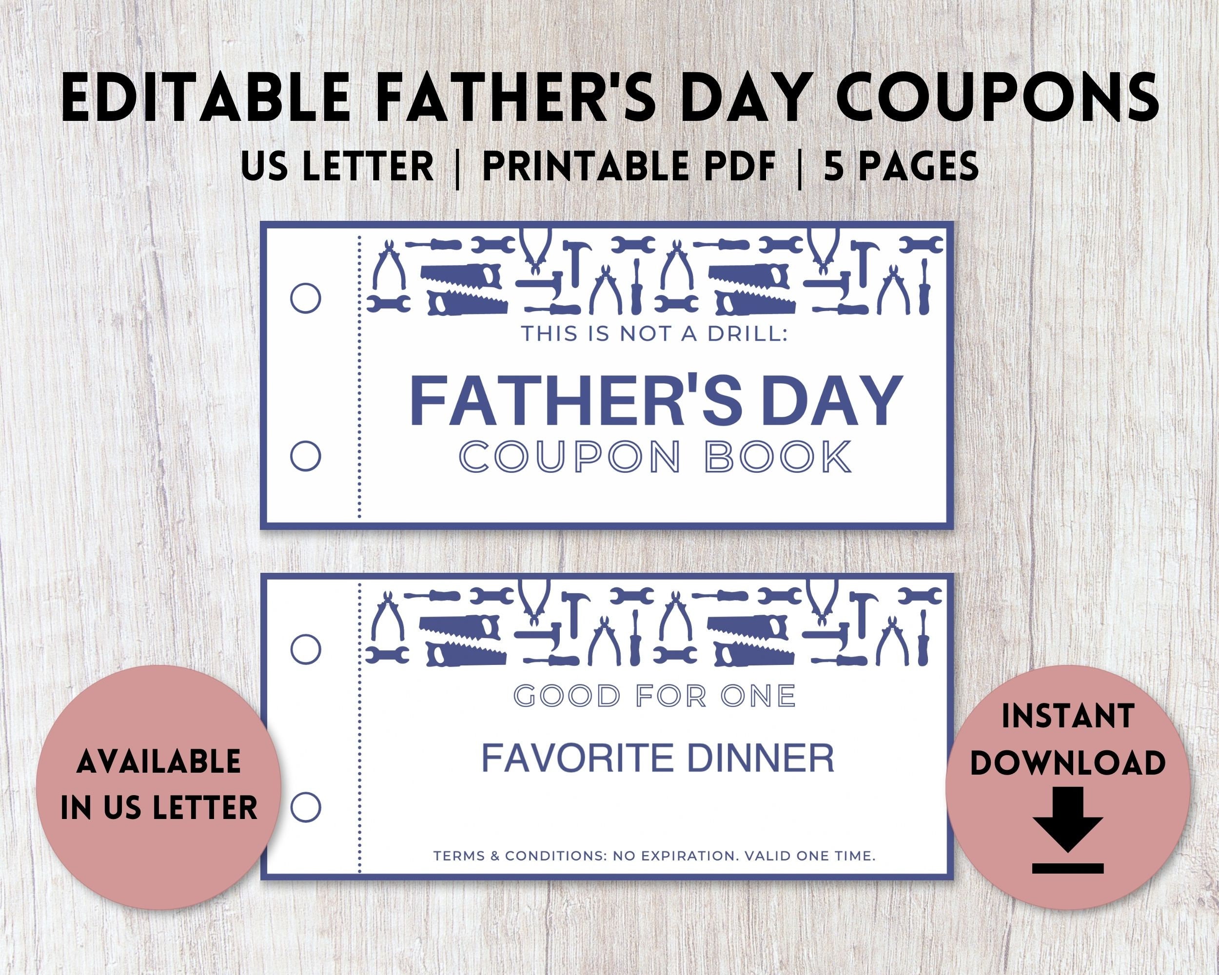 Editable Father's Day Coupon Book Printable | Father's Day Gift ...